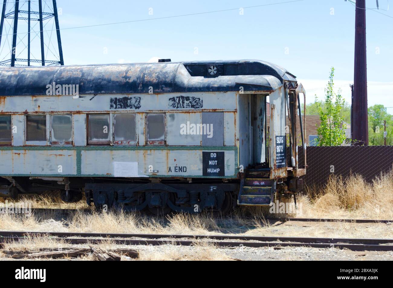 Old train cars, and locomotives parked on the tracks in Alamosa ...