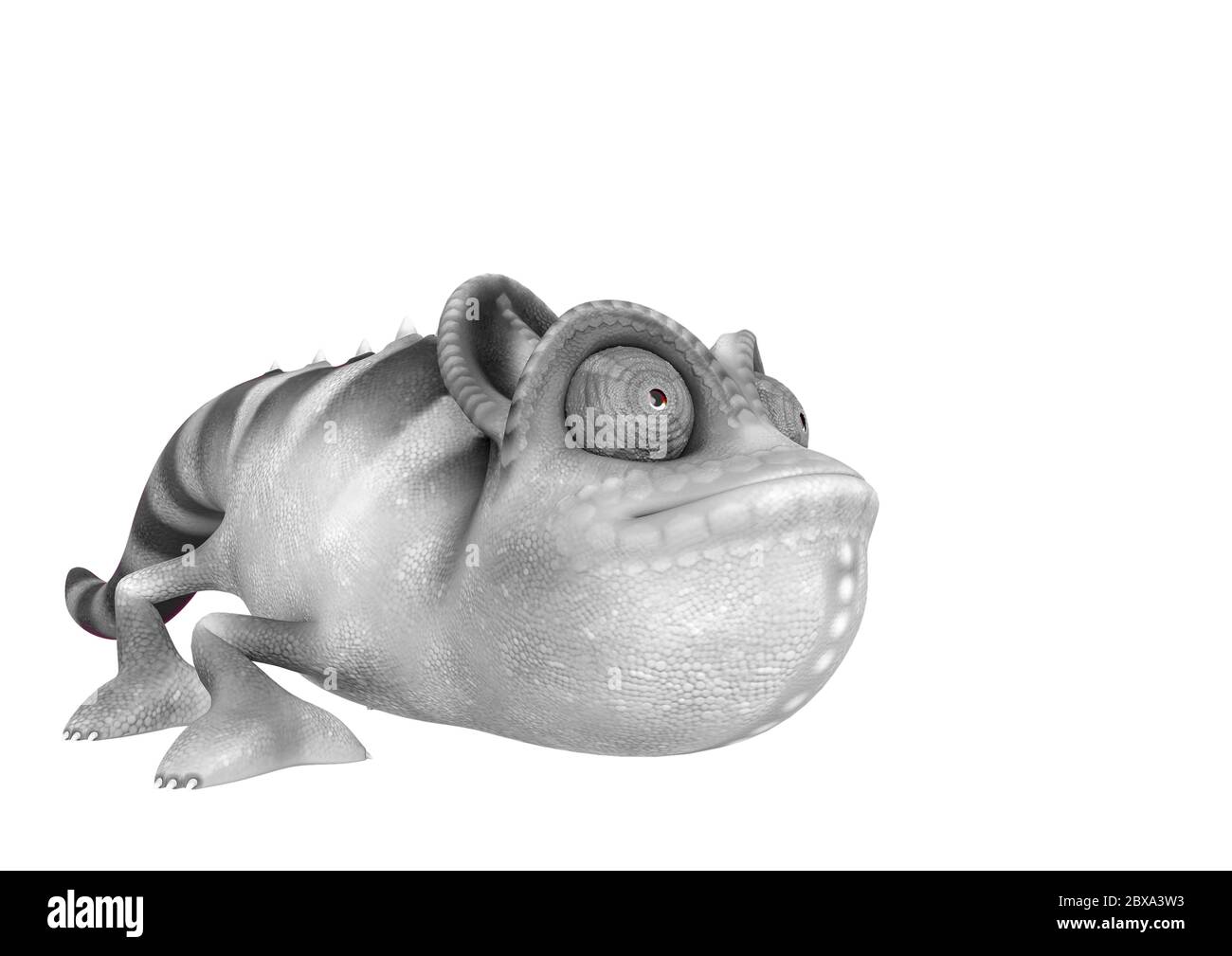 chameleon cartoon is crouched in a white background. This chamaleon ...