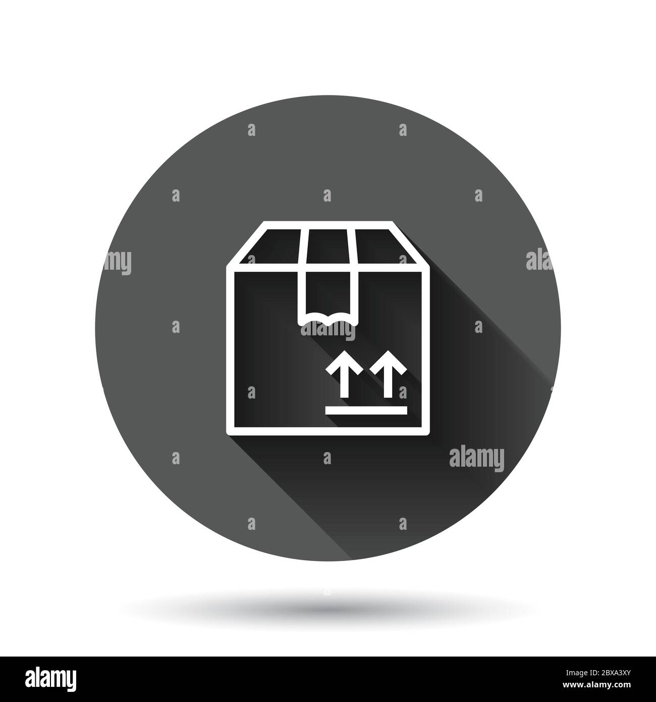 Shipping box icon in flat style. Container vector illustration on black ...