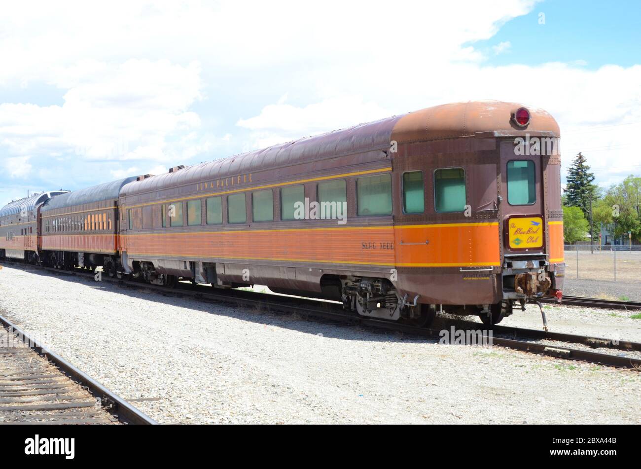 Old train cars, and locomotives parked on the tracks in Alamosa ...