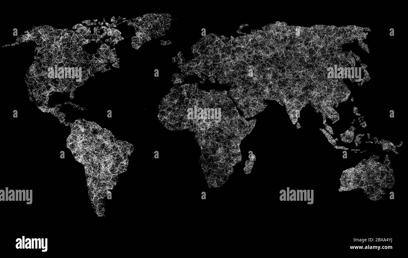 Polygonal World Map Dots And Lines Connected World Map With Global