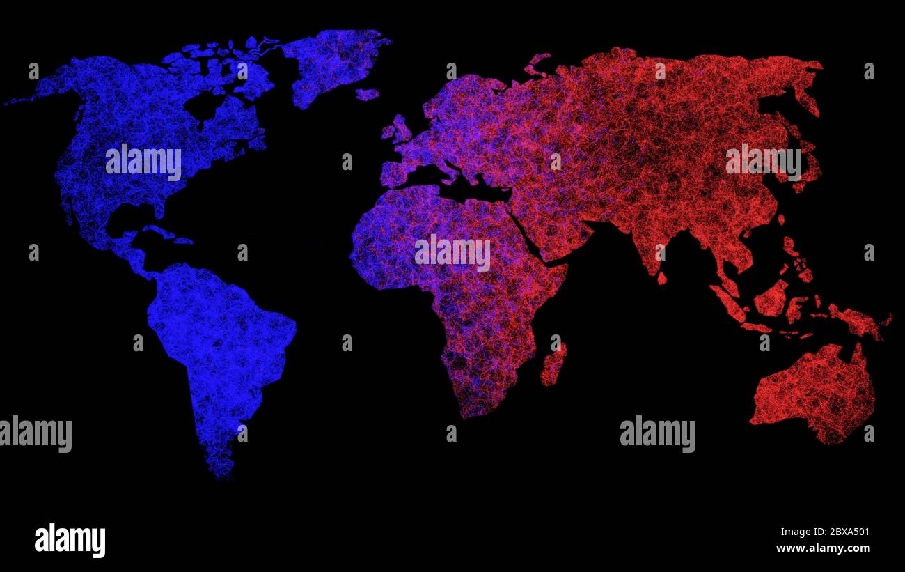 Polygonal world map. Dots and lines connected. World map with global ...