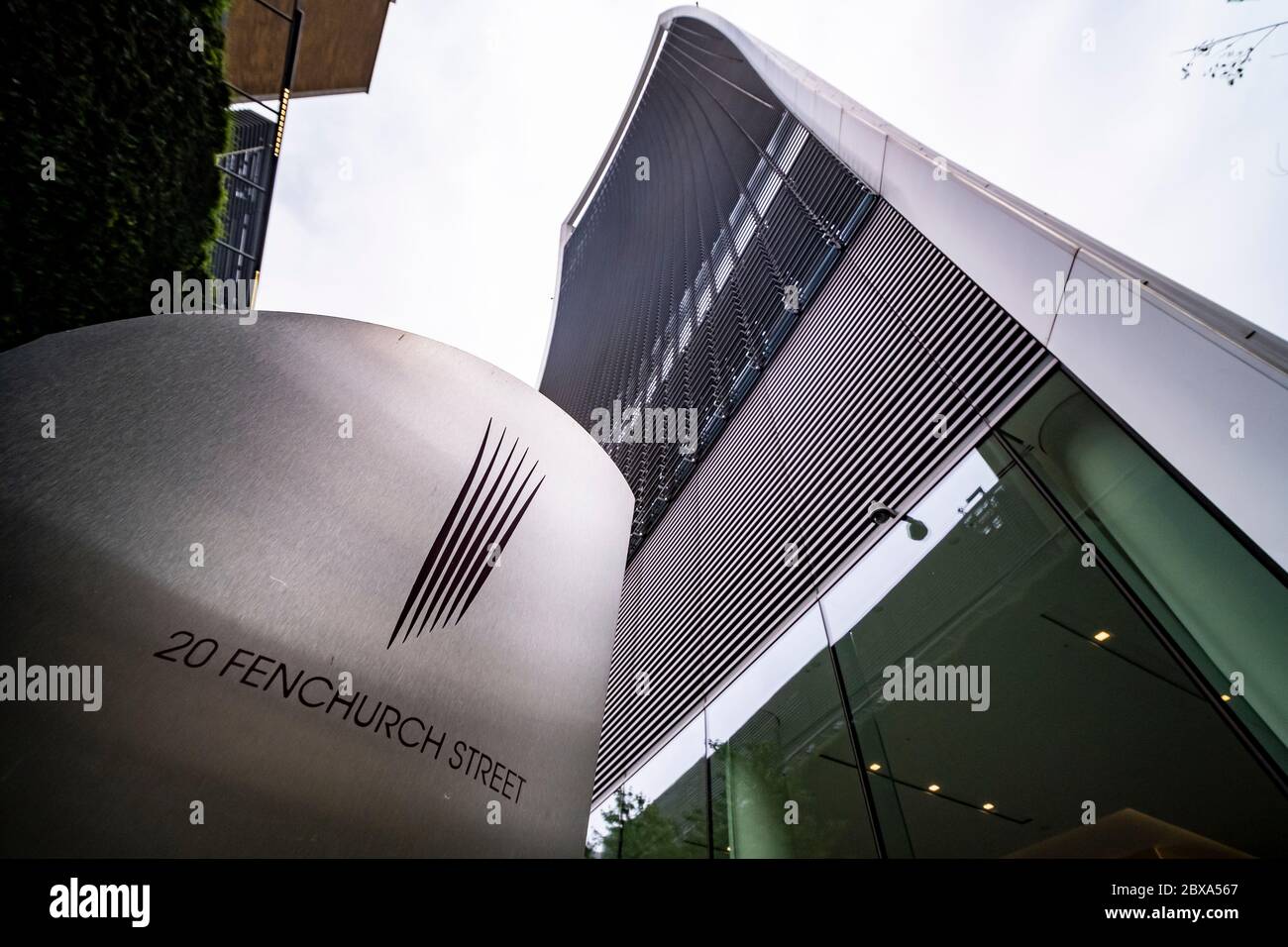 LONDON- JUNE, 2020: Entrance to the Sky Garden, famous bar and ...