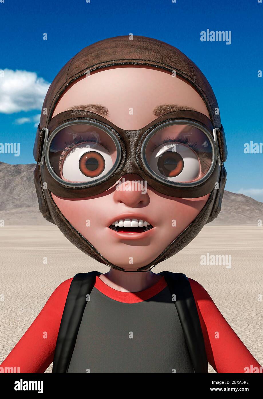 little boy cartoon impressed expression, 3d illustration Stock Photo ...