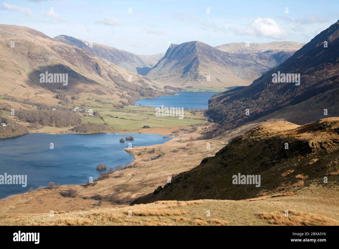The Buttermere Valley from Mellbreak, Lake District, Cumbria, UK Stock ...