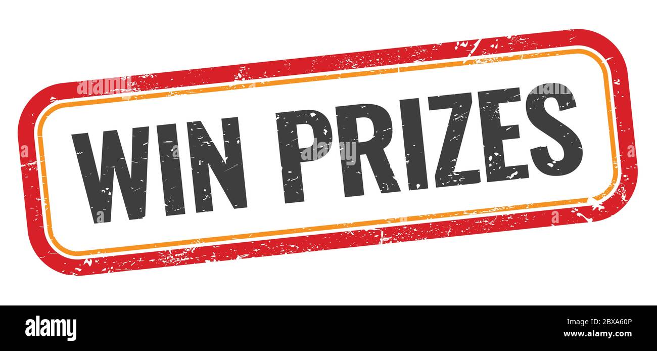 WIN PRIZES red black rectangle stamp Stock Photo - Alamy