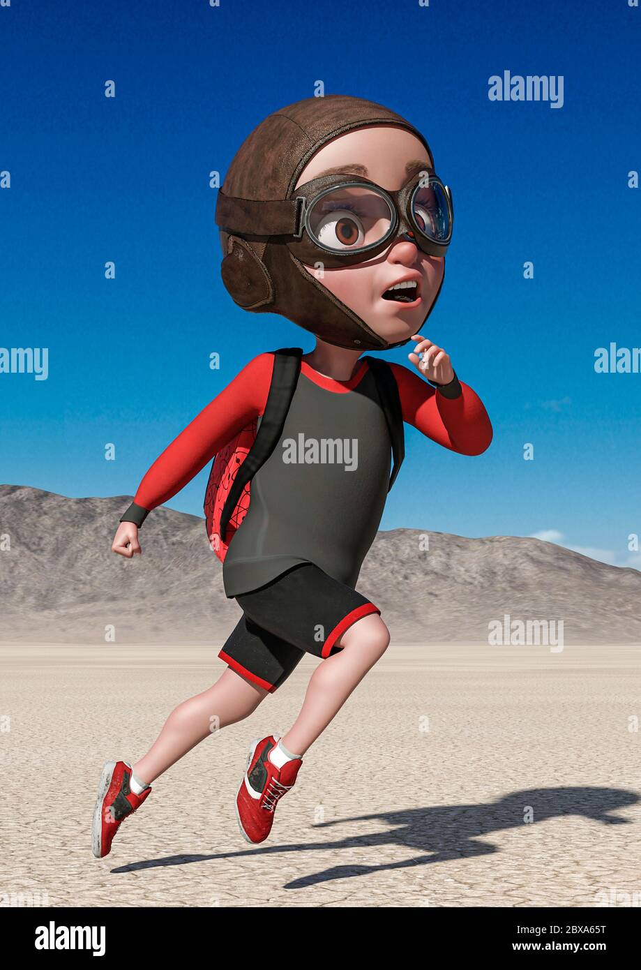 little boy cartoon jumping, 3d illustration Stock Photo - Alamy