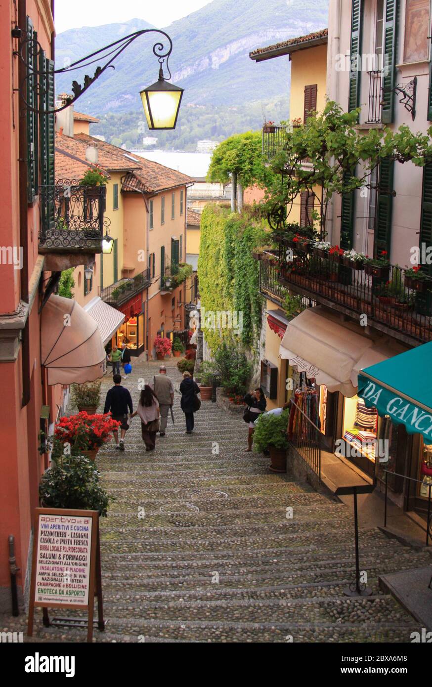 BELLAGIO, ITALY - May 23, 2013: Illustrative editorial - Alley view and ...
