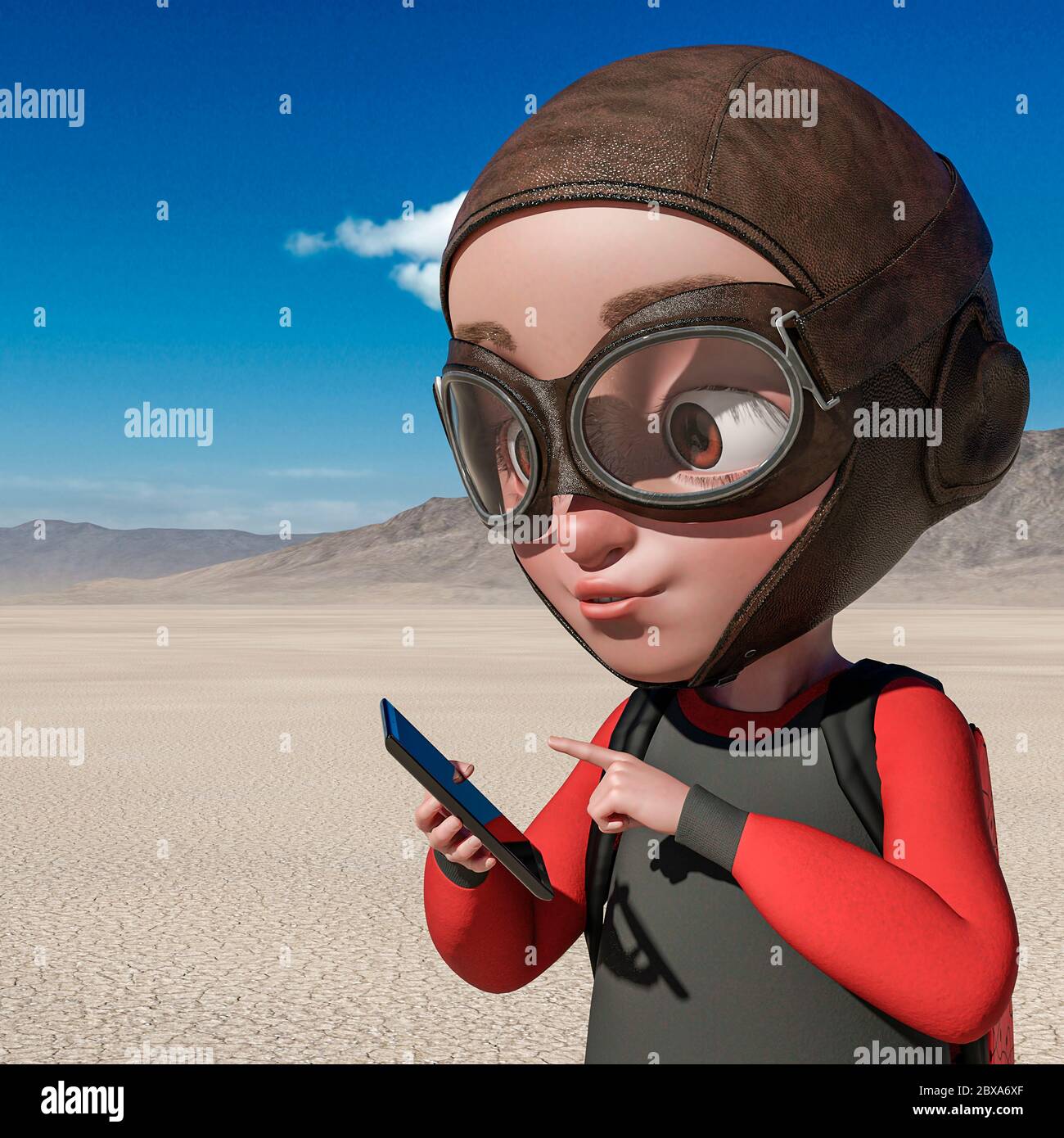 little boy cartoon digging on cellphone , 3d illustration Stock Photo ...