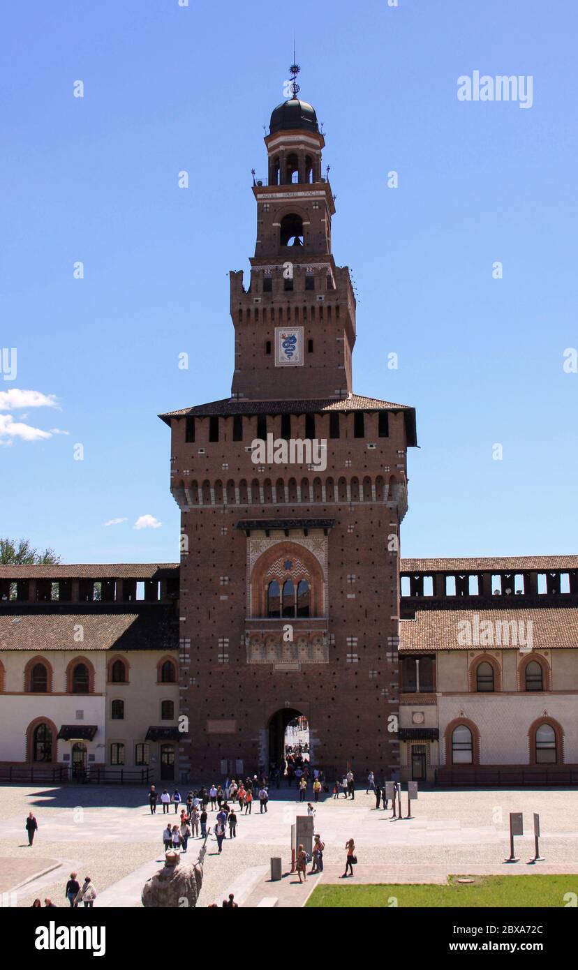 The beautiful main entrance of the sforzesco castle hi-res stock ...