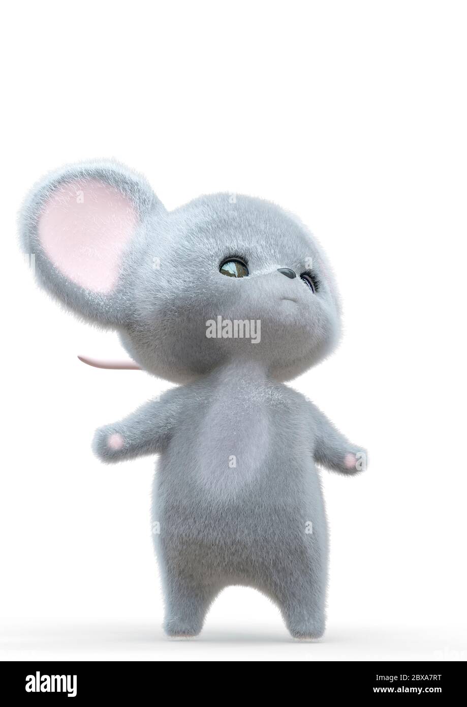 mini mouse cartoon in white background looking up, 3d illustration ...