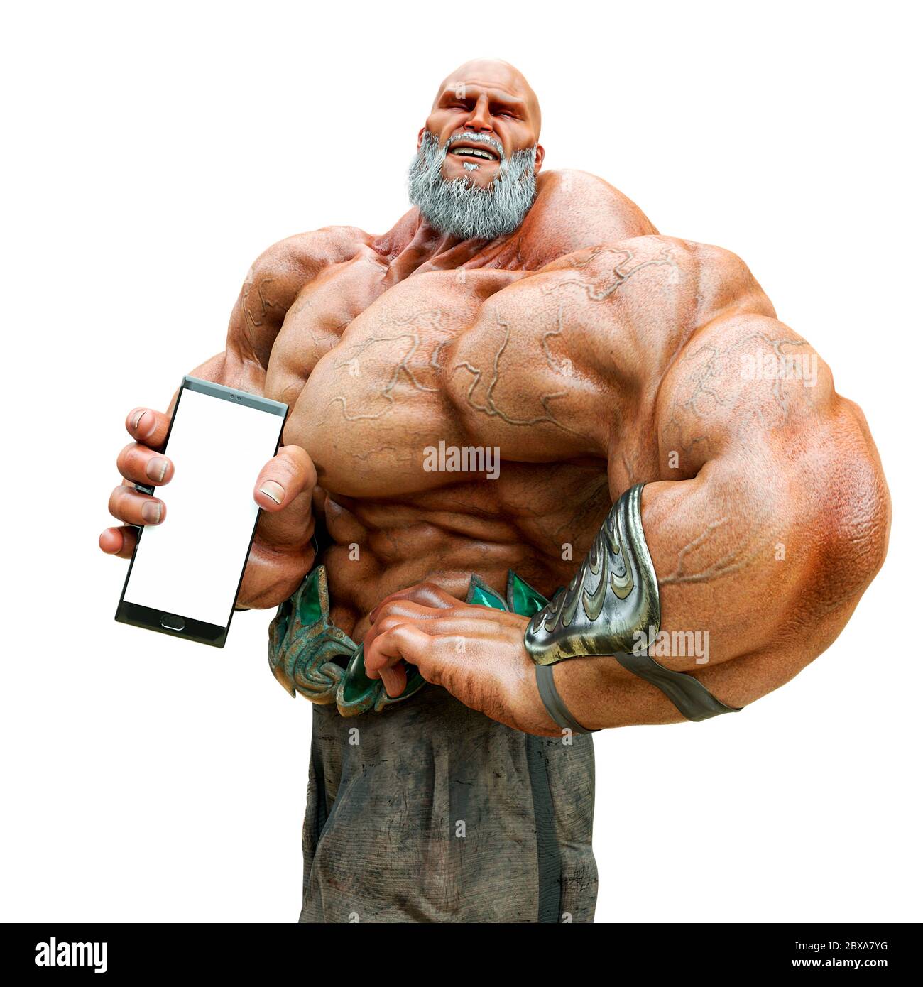 zeus the sky and thunder god holding a cellphone, 3d illustration Stock ...