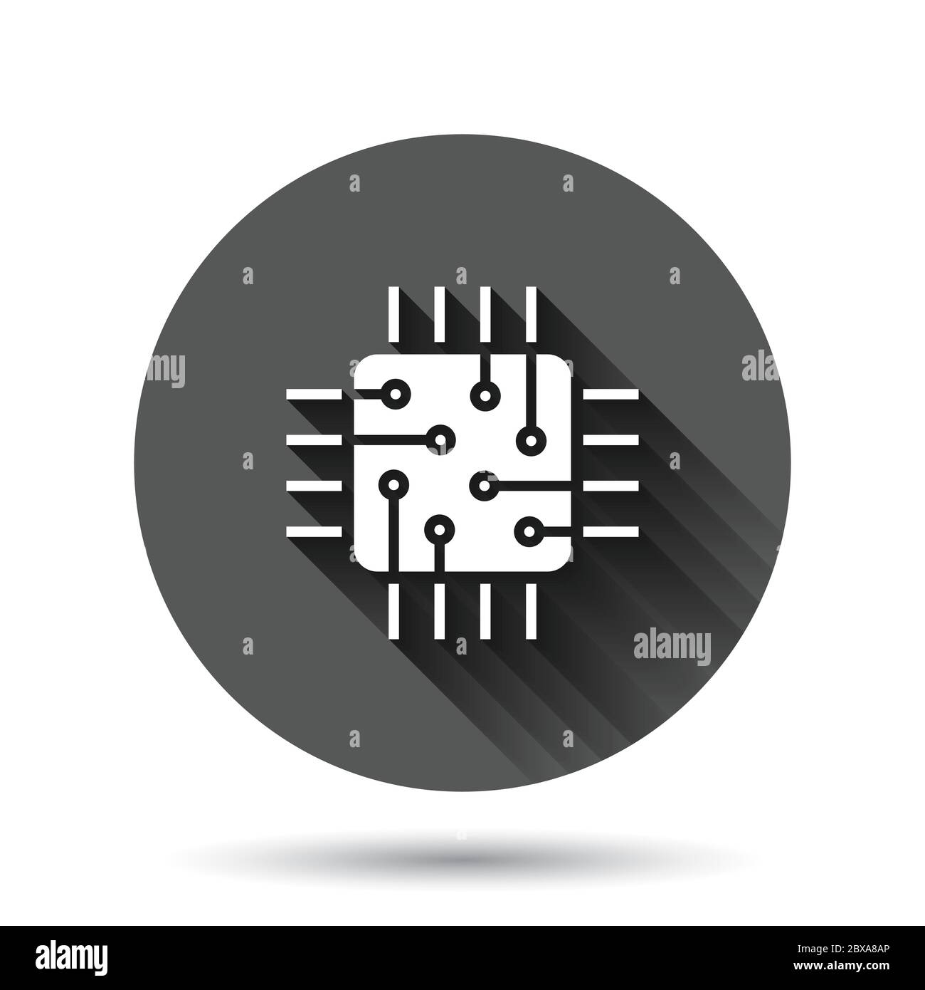 Computer cpu icon in flat style. Circuit board vector illustration on ...