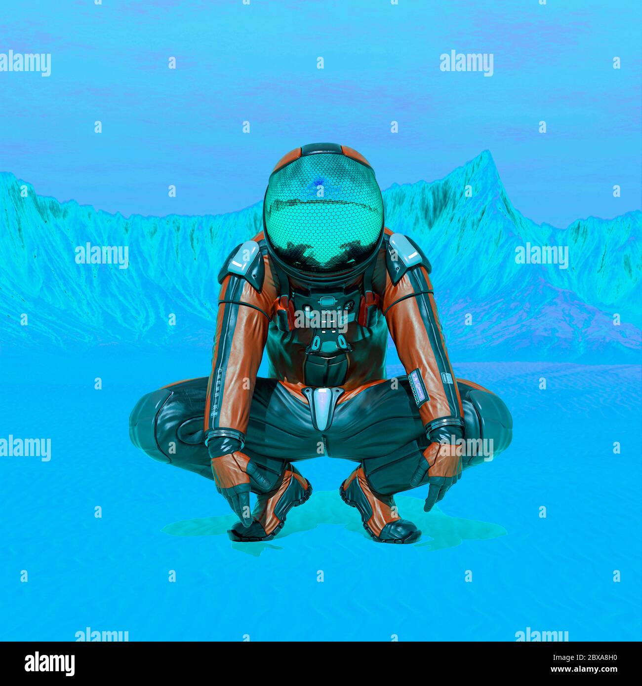 astronaut exploring mars, 3d illustration Stock Photo - Alamy