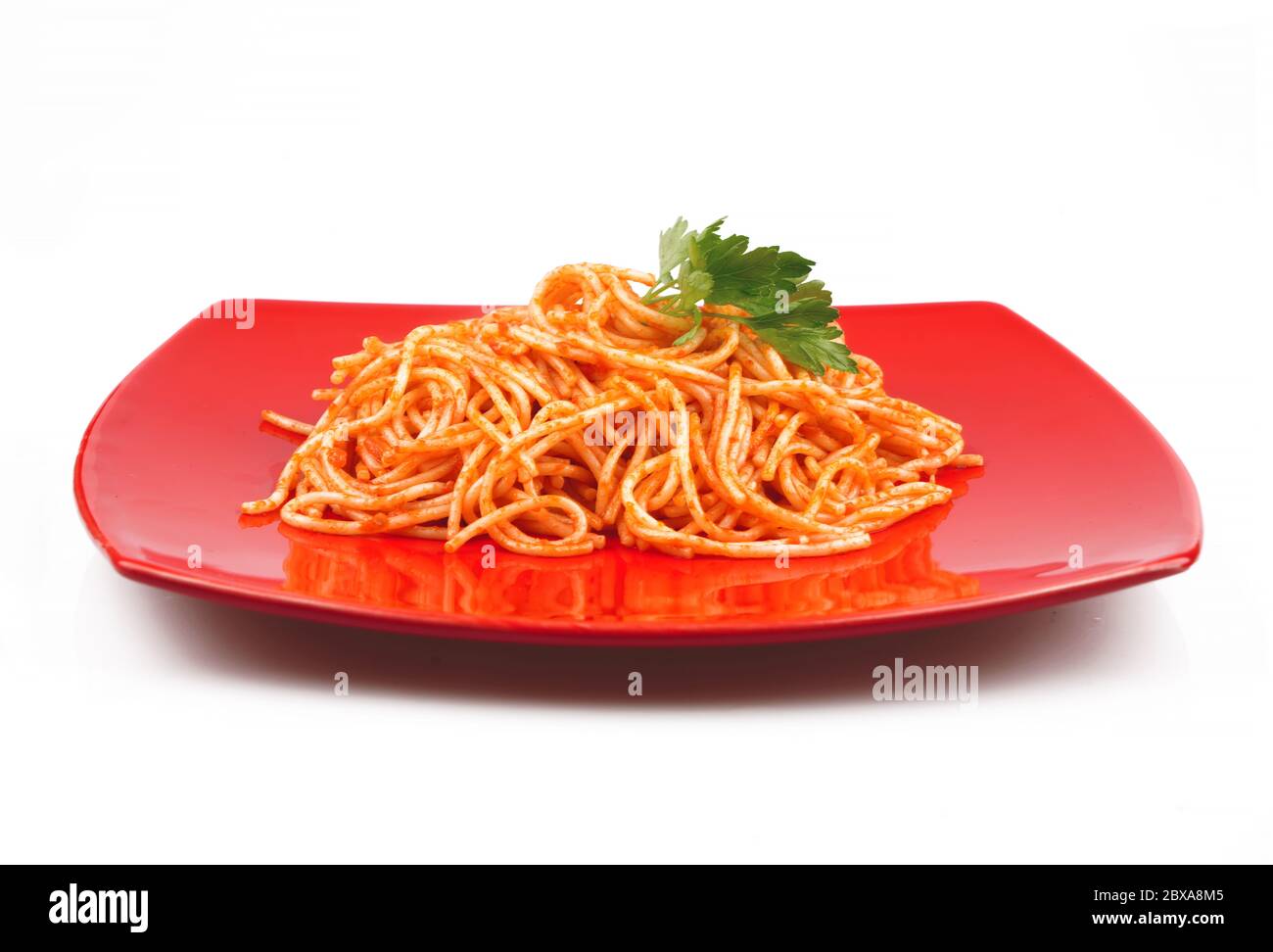 Pasta red sauce white gourmet Cut Out Stock Images & Pictures - Alamy