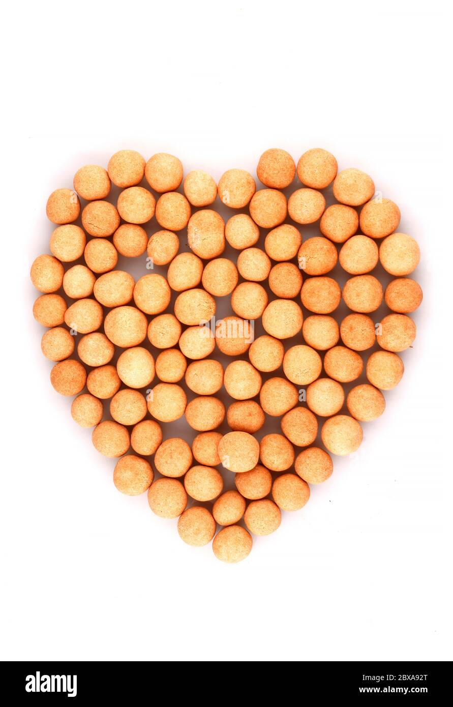 Organic Spicy, covered chickpea in heart symbol isolated on white ...