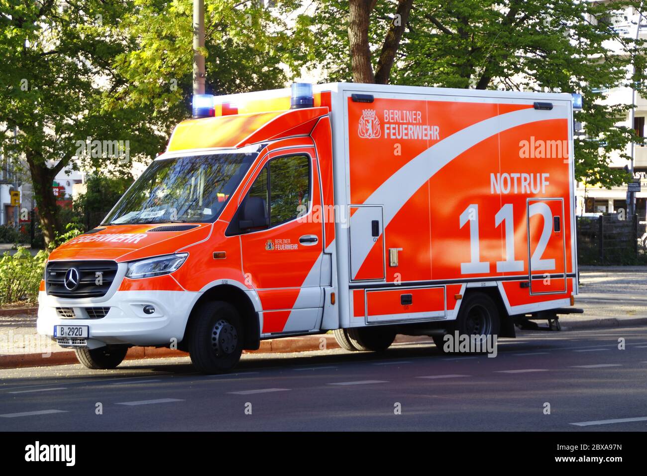 Berlin, Germany - April 22, 2020: Ambulance of the berlin fire ...