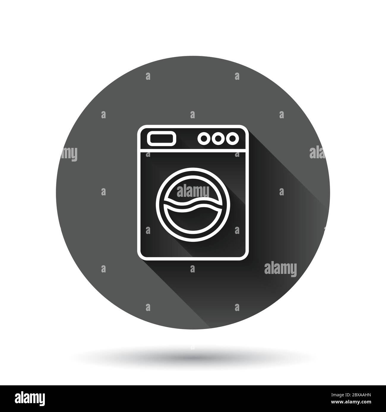 Washing machine icon in flat style. Washer vector illustration on black ...