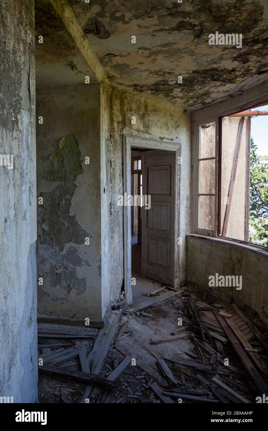 Italian sanatorium ruins in Eleousa, Rhodes Stock Photo - Alamy