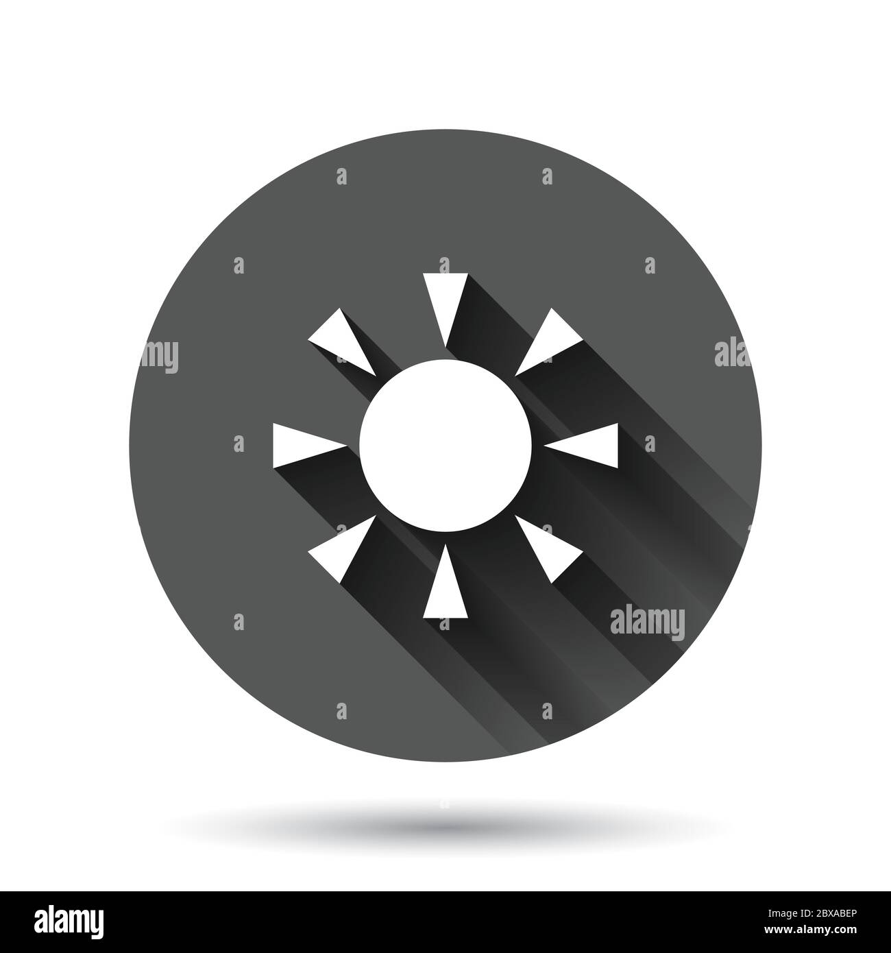 Sun icon in flat style. Sunlight sign vector illustration on black ...