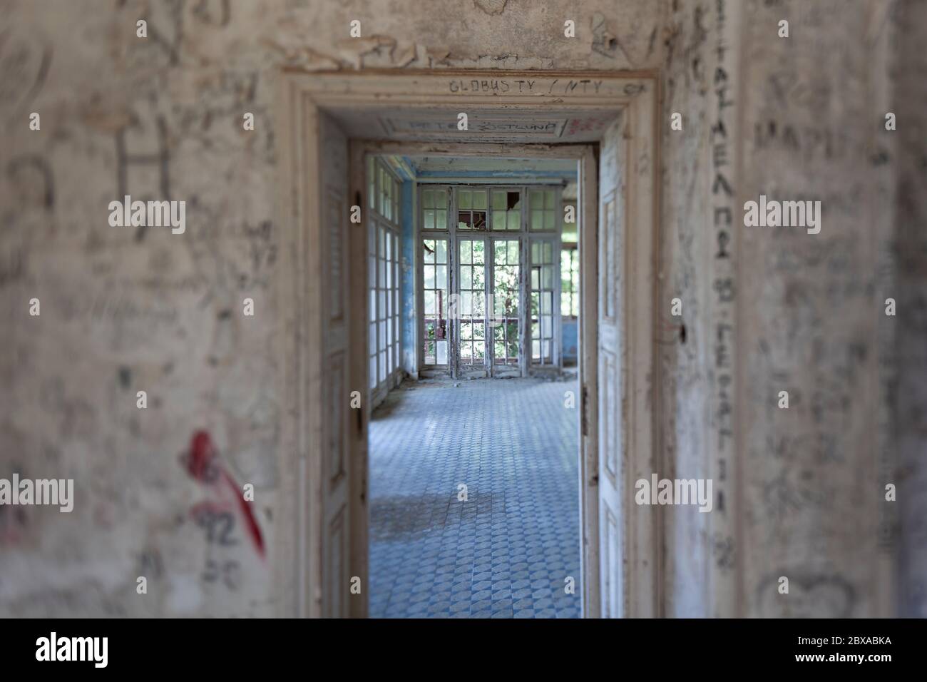 Italian sanatorium ruins in Eleousa, Rhodes Stock Photo - Alamy