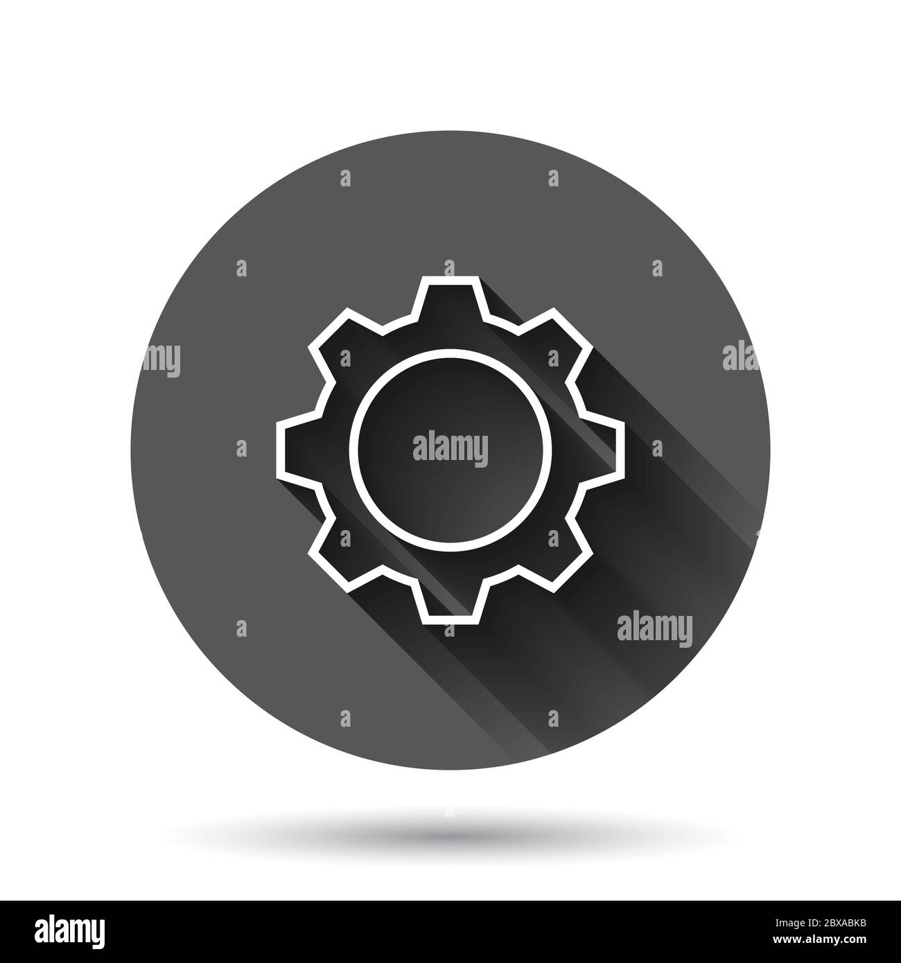 Gear vector icon in flat style. Cog wheel illustration on black round ...