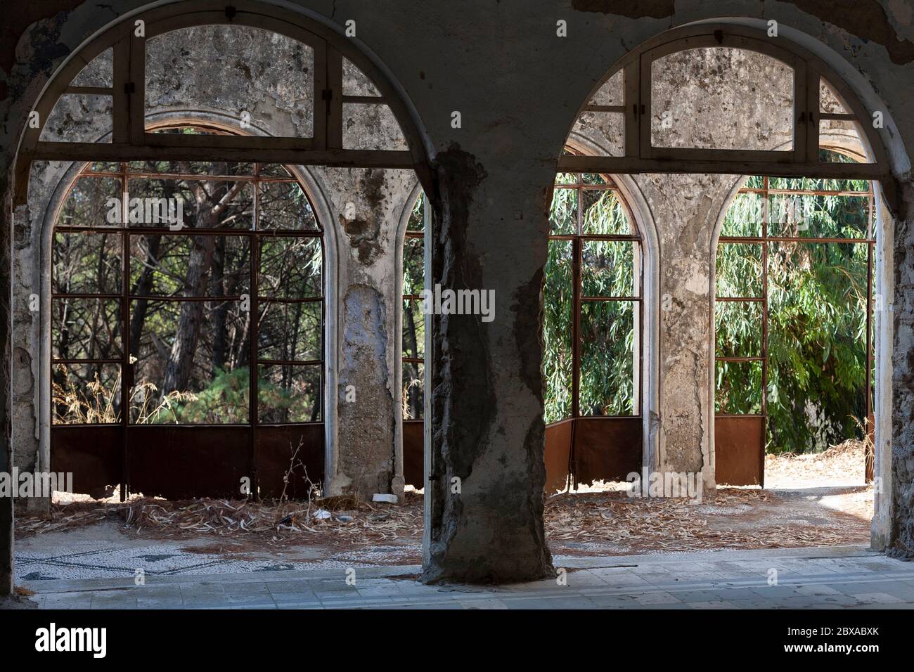Italian sanatorium ruins in Eleousa, Rhodes Stock Photo - Alamy