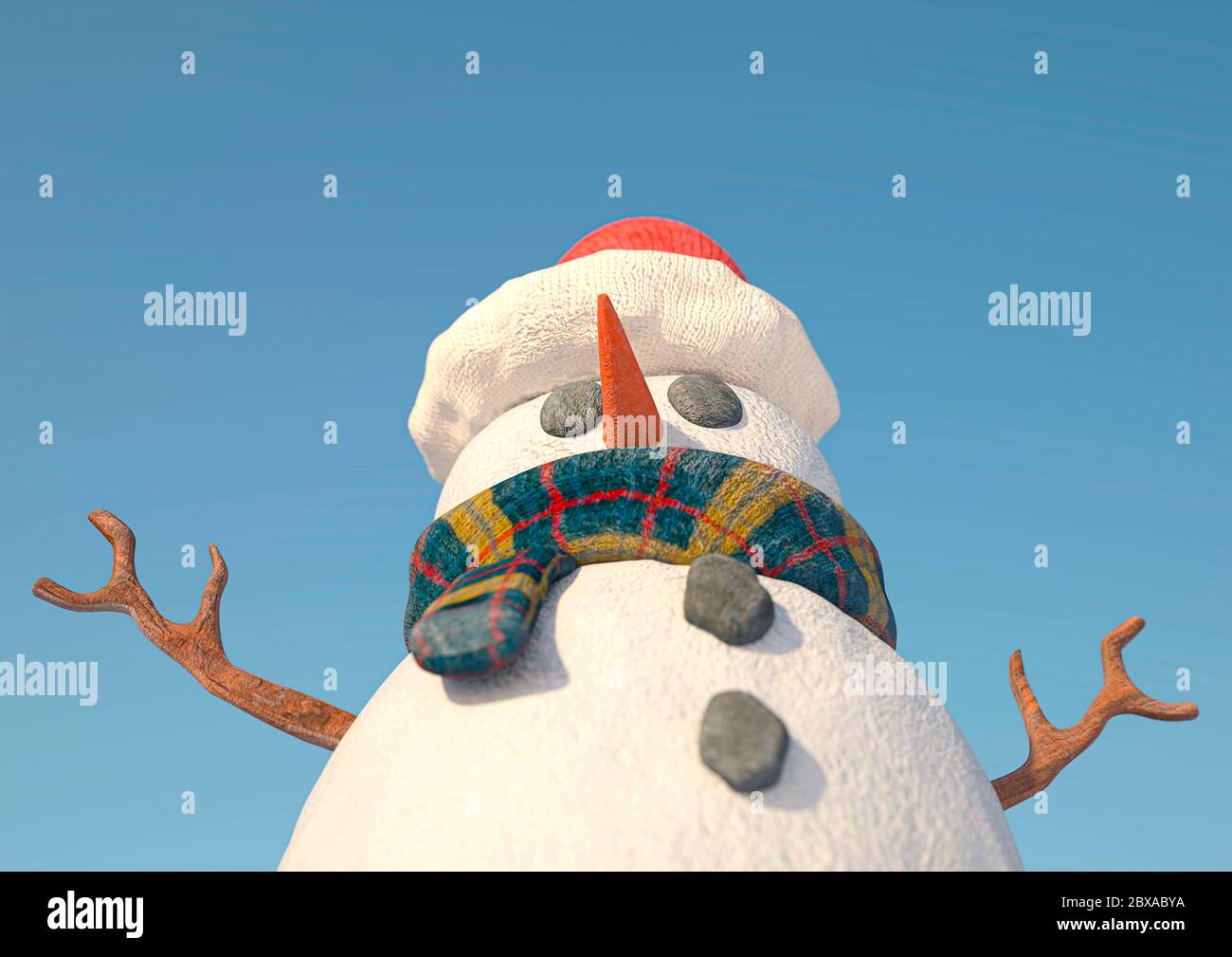 snow man cartoon bottom view, 3d illustration Stock Photo - Alamy