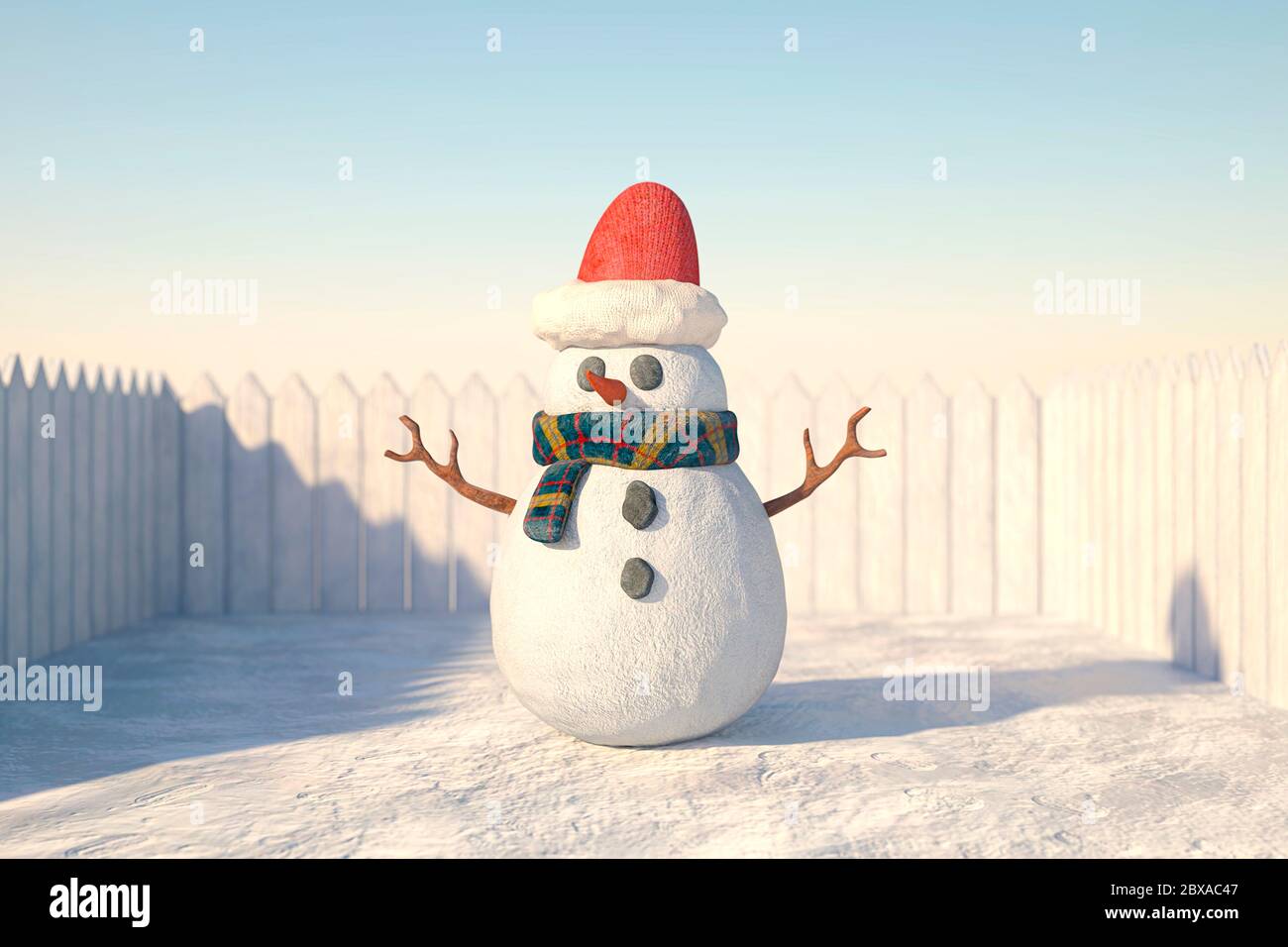 snow man cartoon scene one, 3d illustration Stock Photo - Alamy