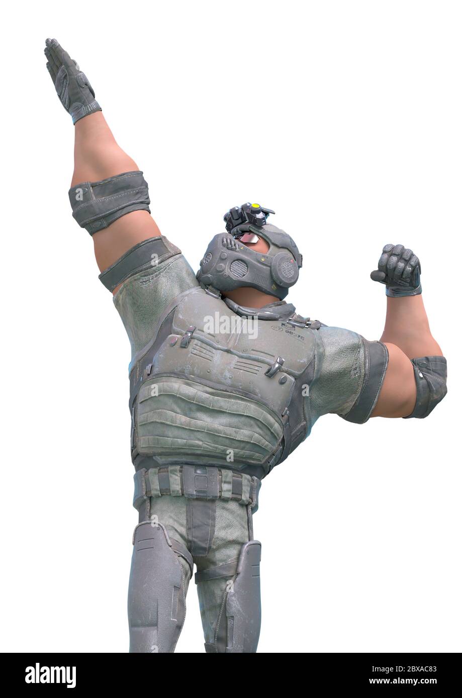 tactical soldier cartoon muscleman pose, 3d illustration Stock Photo ...