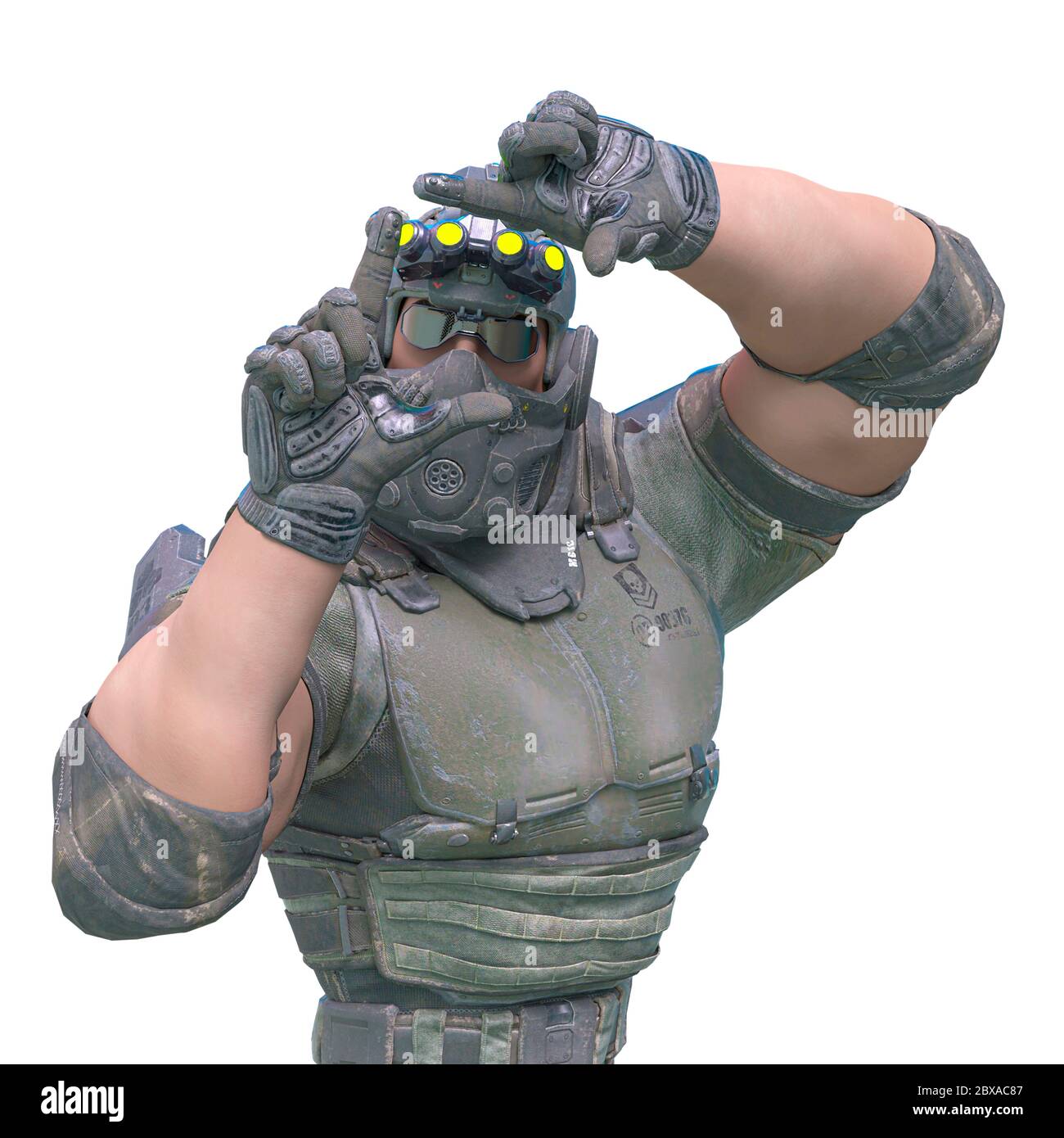 tactical soldier cartoon looking at you, 3d illustration Stock Photo ...