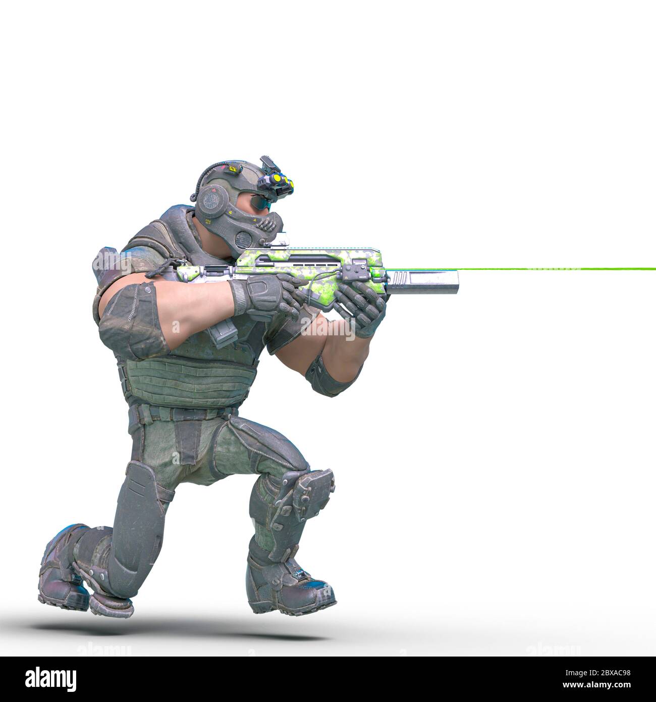 tactical soldier cartoon is ready to shot, 3d illustration Stock Photo ...