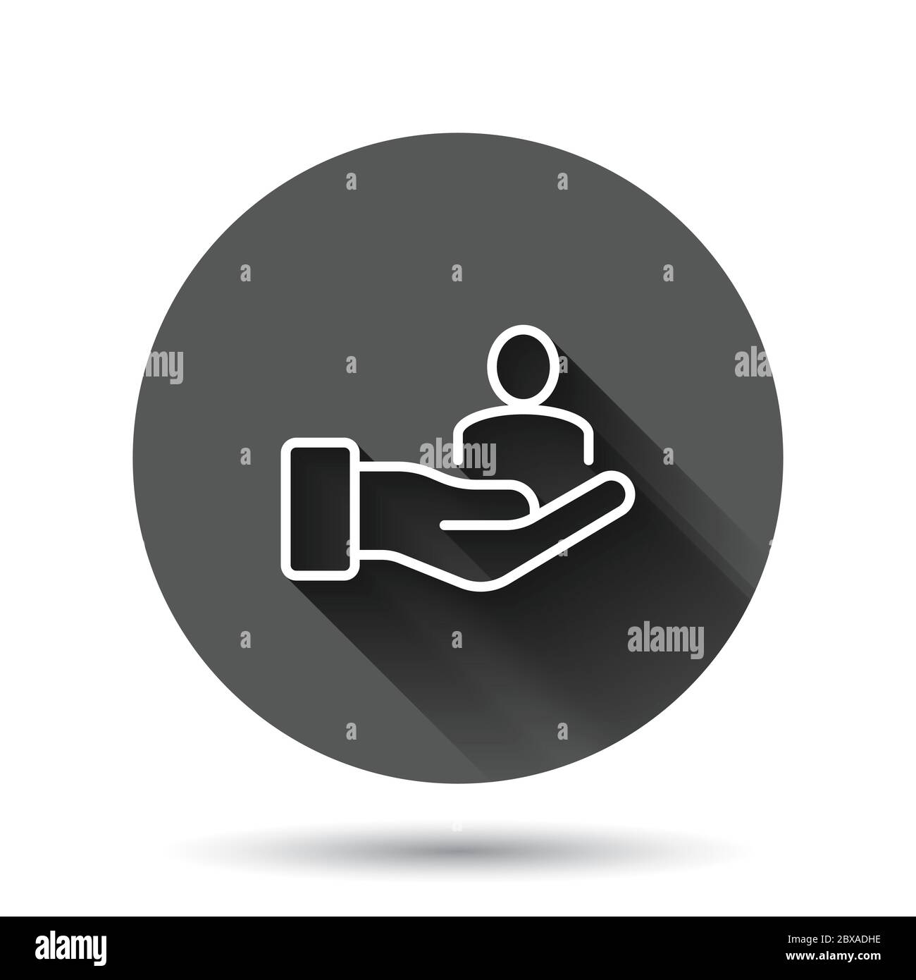 People and hand icon in flat style. Protect life vector illustration on ...