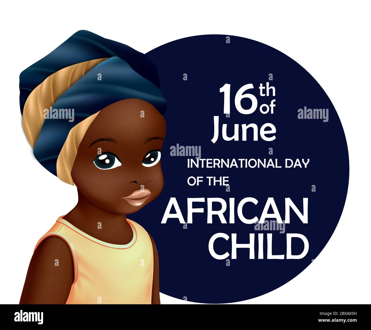 16 June. International Day of the African Child. Cute little girl in ...