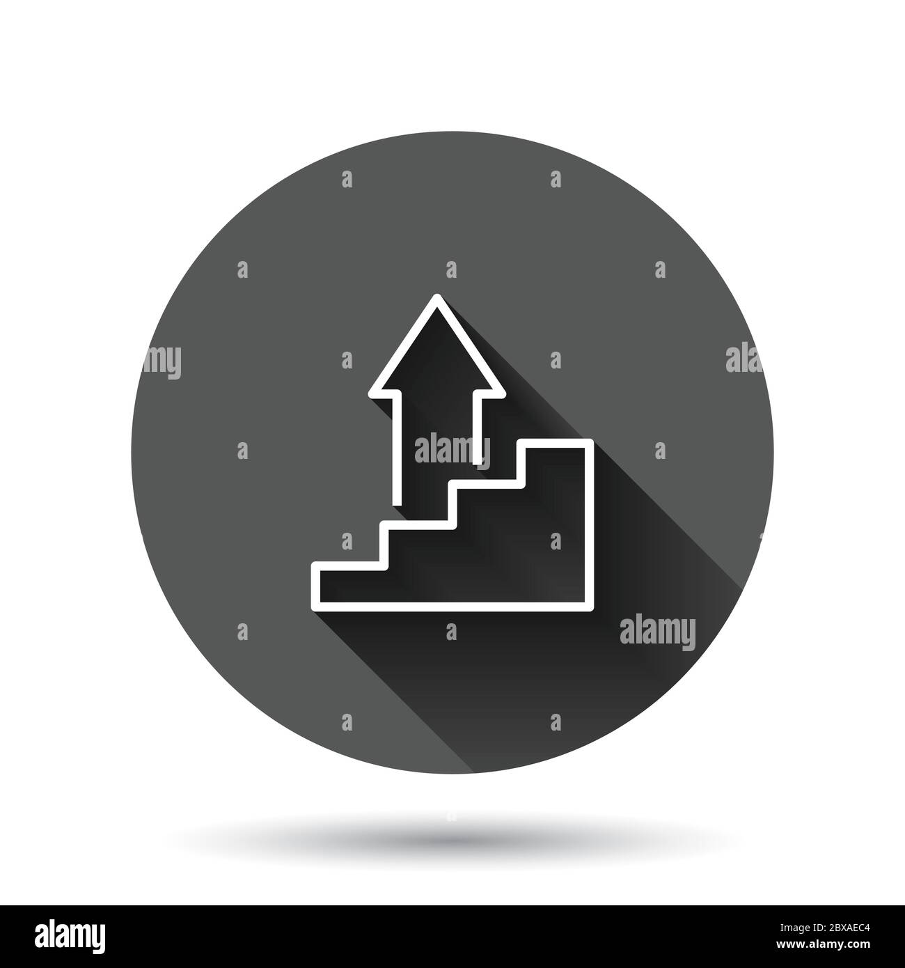 Chart graph icon in flat style. Arrow grow vector illustration on black ...