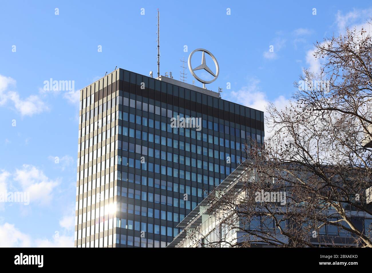 Berlin, Germany - February 12, 2020: building of Mercedes-benz Company ...