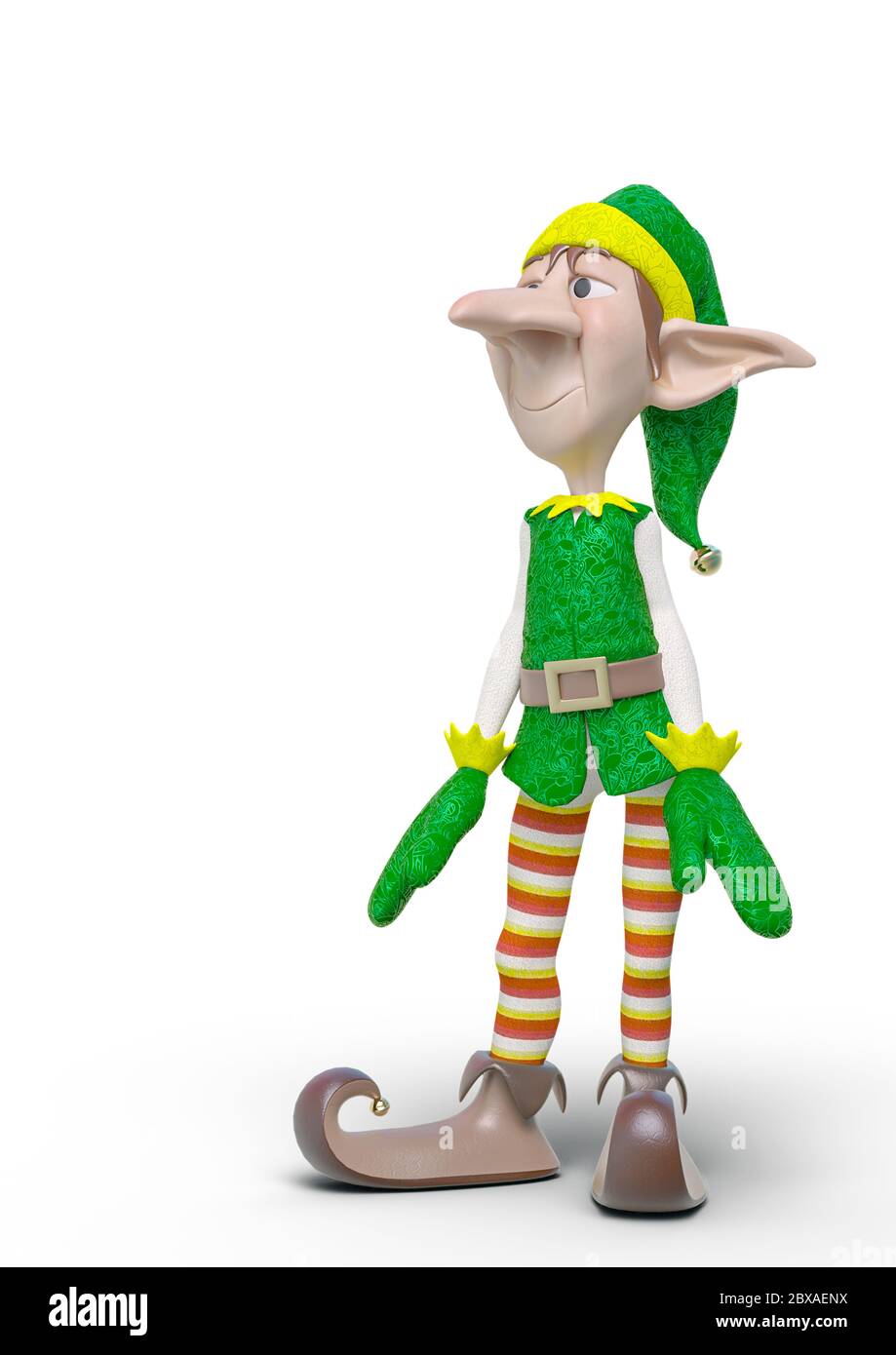 elf santa helper is waiting for xmas, 3d illustration Stock Photo - Alamy