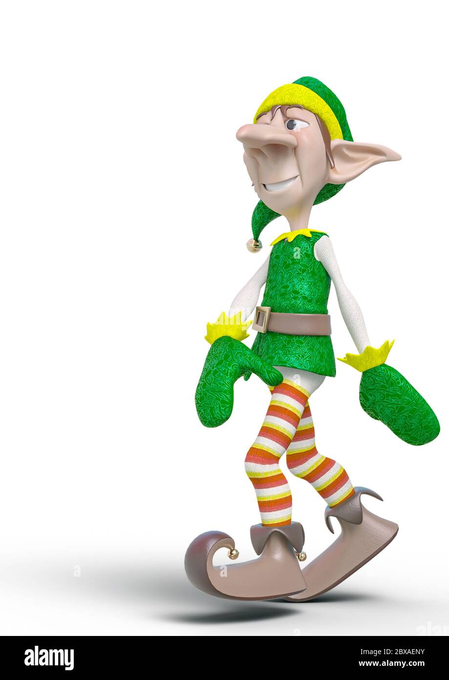 elf santa helper is walking, 3d illustration Stock Photo - Alamy