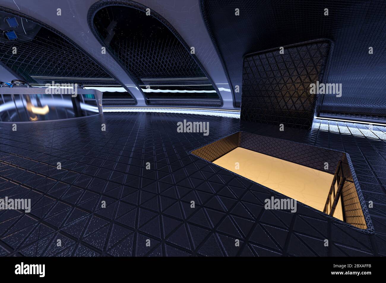 inside the ufo space ship door view, 3d illustration Stock Photo - Alamy