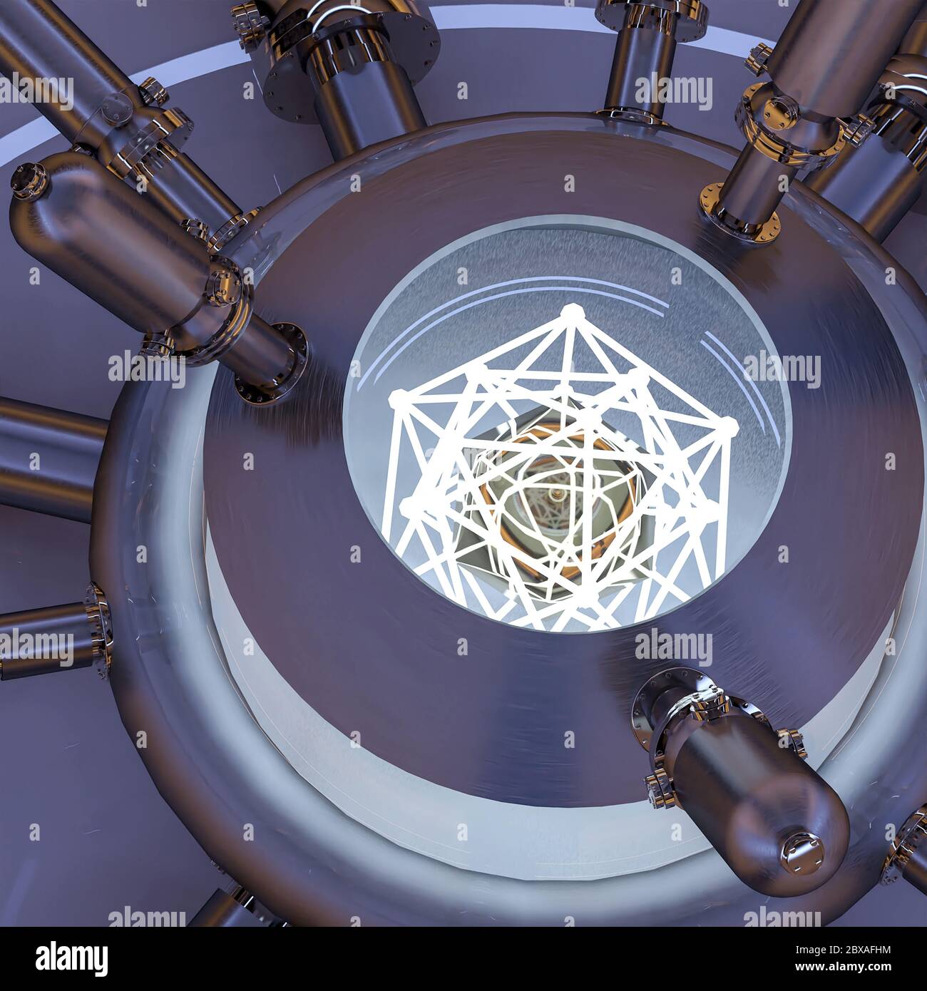 inside the ufo space ship nuclear base of power close up, 3d ...