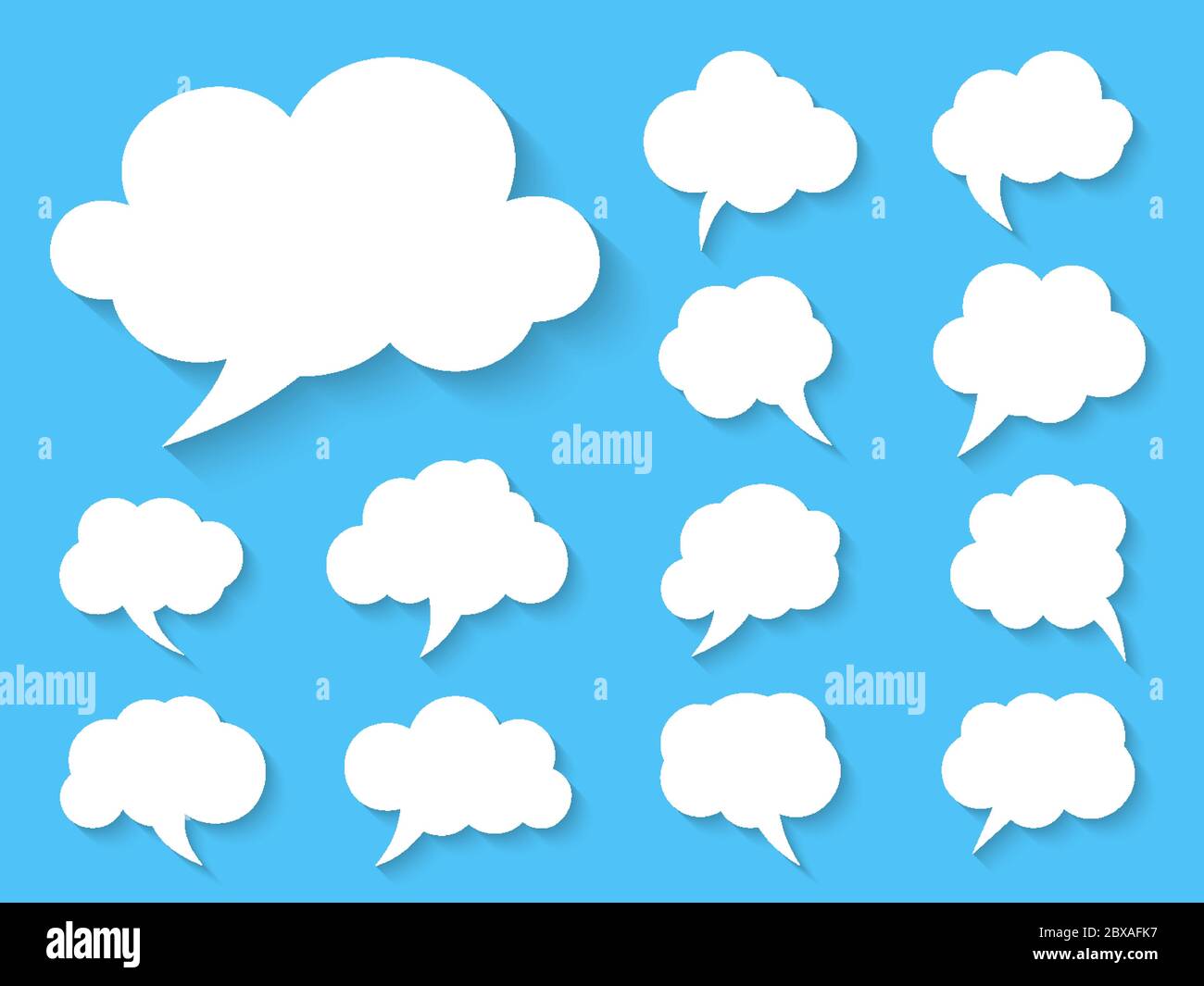 Flat comic retro speech bubble set. Comics message template. Empty text ...