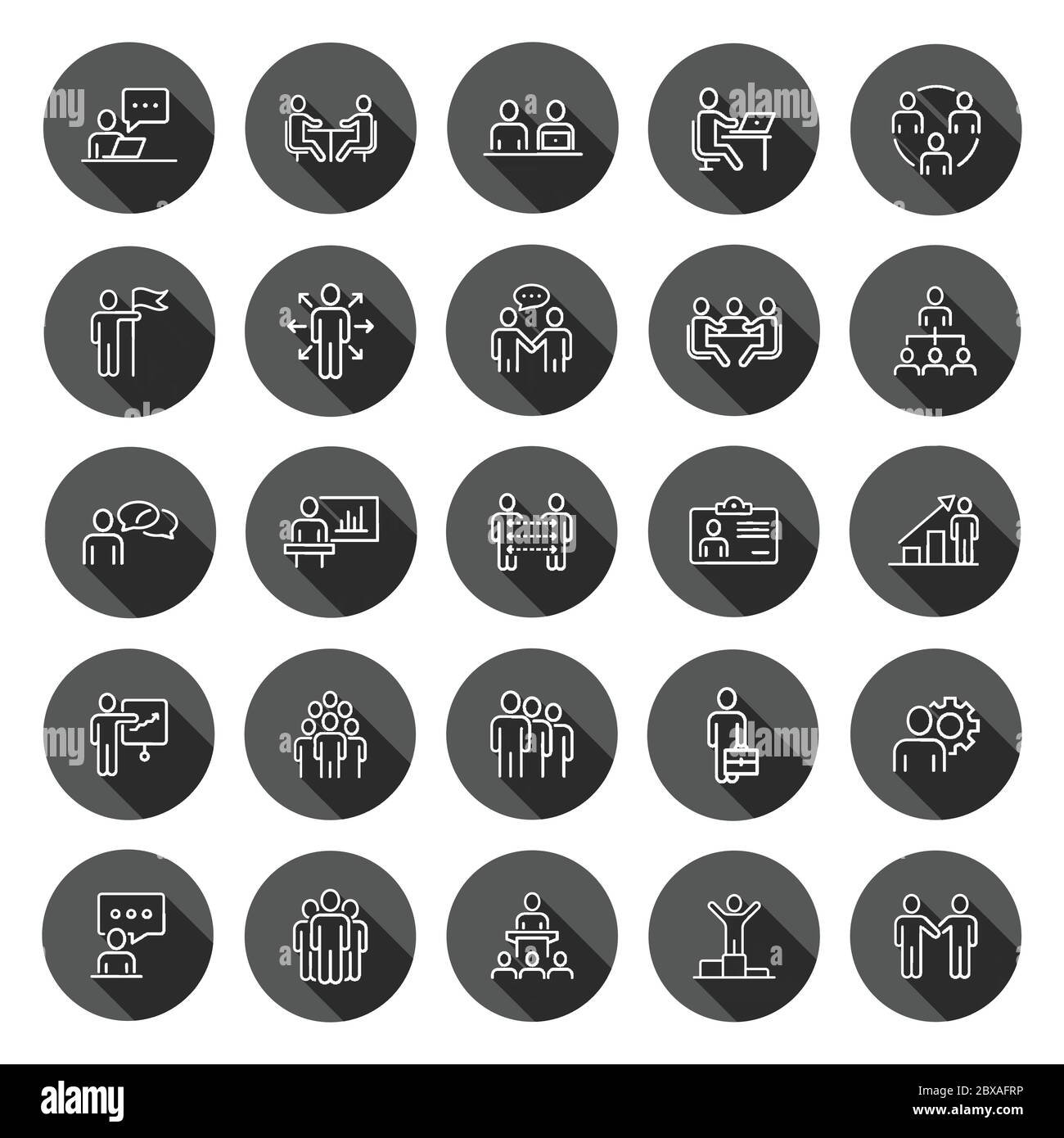 Business communication icon set in flat style. Team structure vector ...