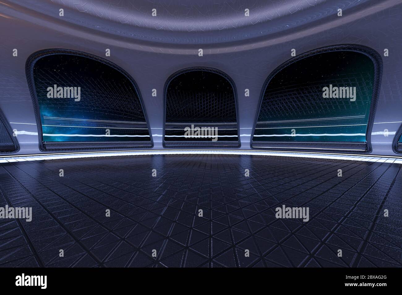 inside the ufo space ship universe view, 3d illustration Stock Photo ...