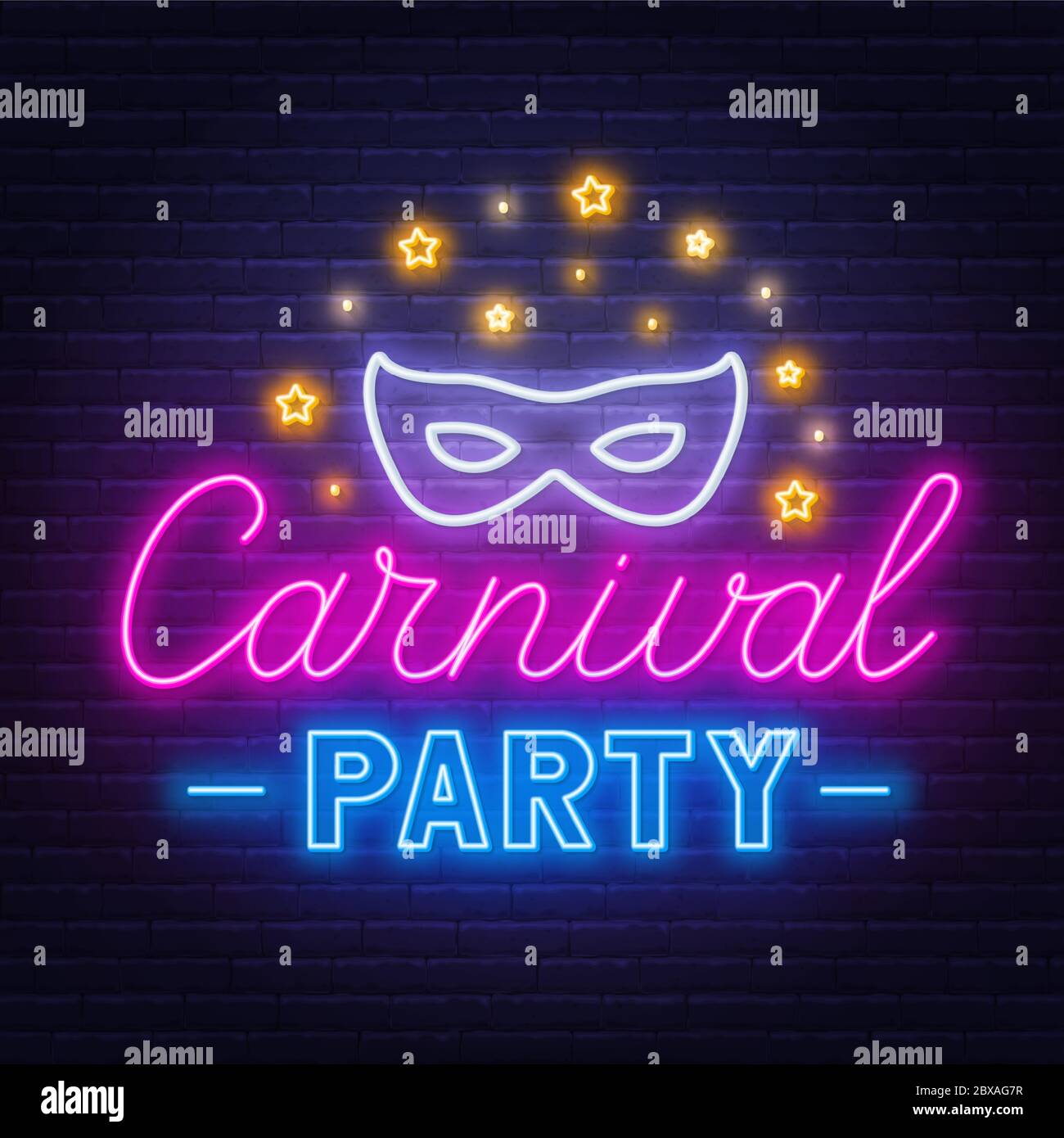 Carnival party neon sign on a dark background. Vector illustration ...