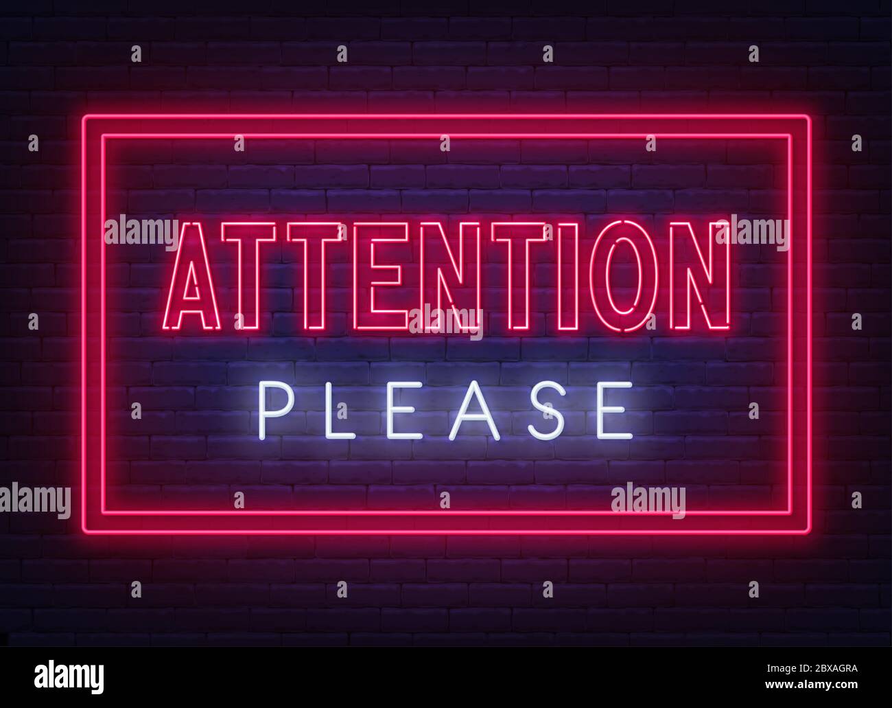 Attention please neon sign on dark background. Vector illustration ...