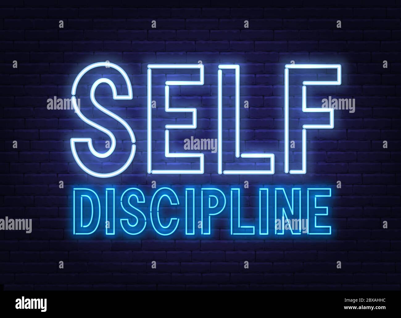 Self discipline neon sign on dark background. Vector illustration Stock ...