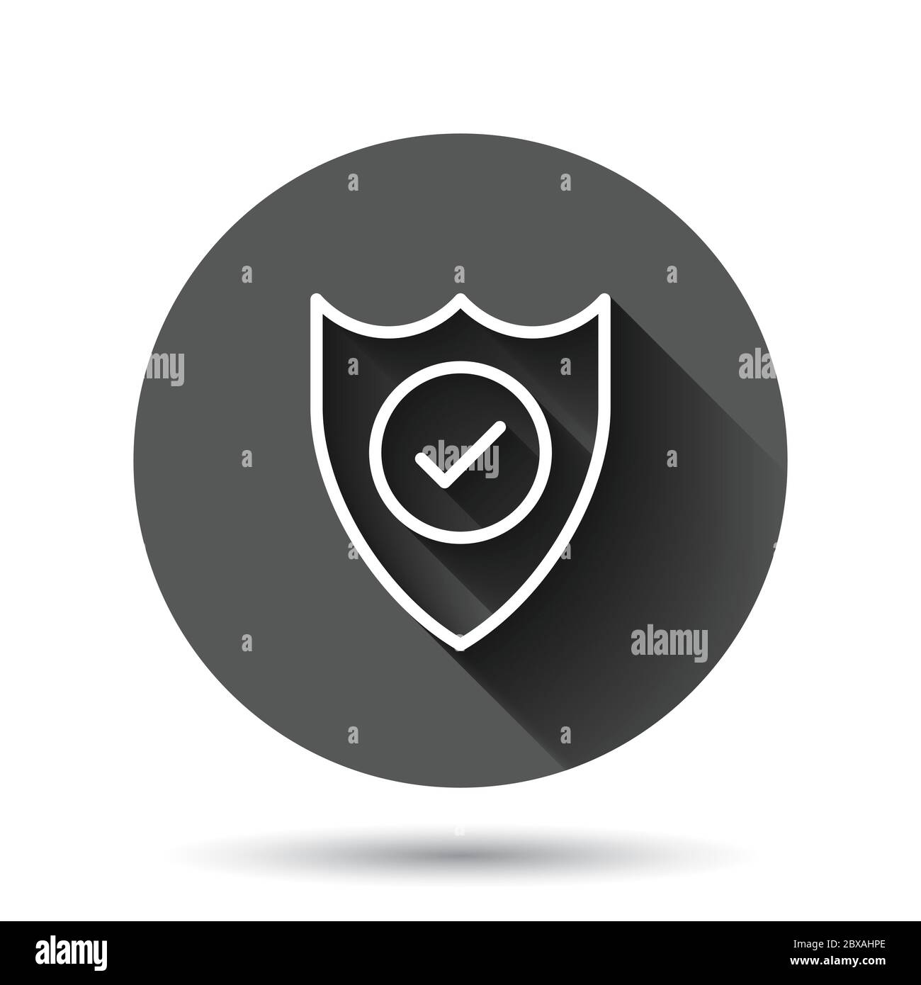 Shield with check mark icon in flat style. Protect vector illustration ...