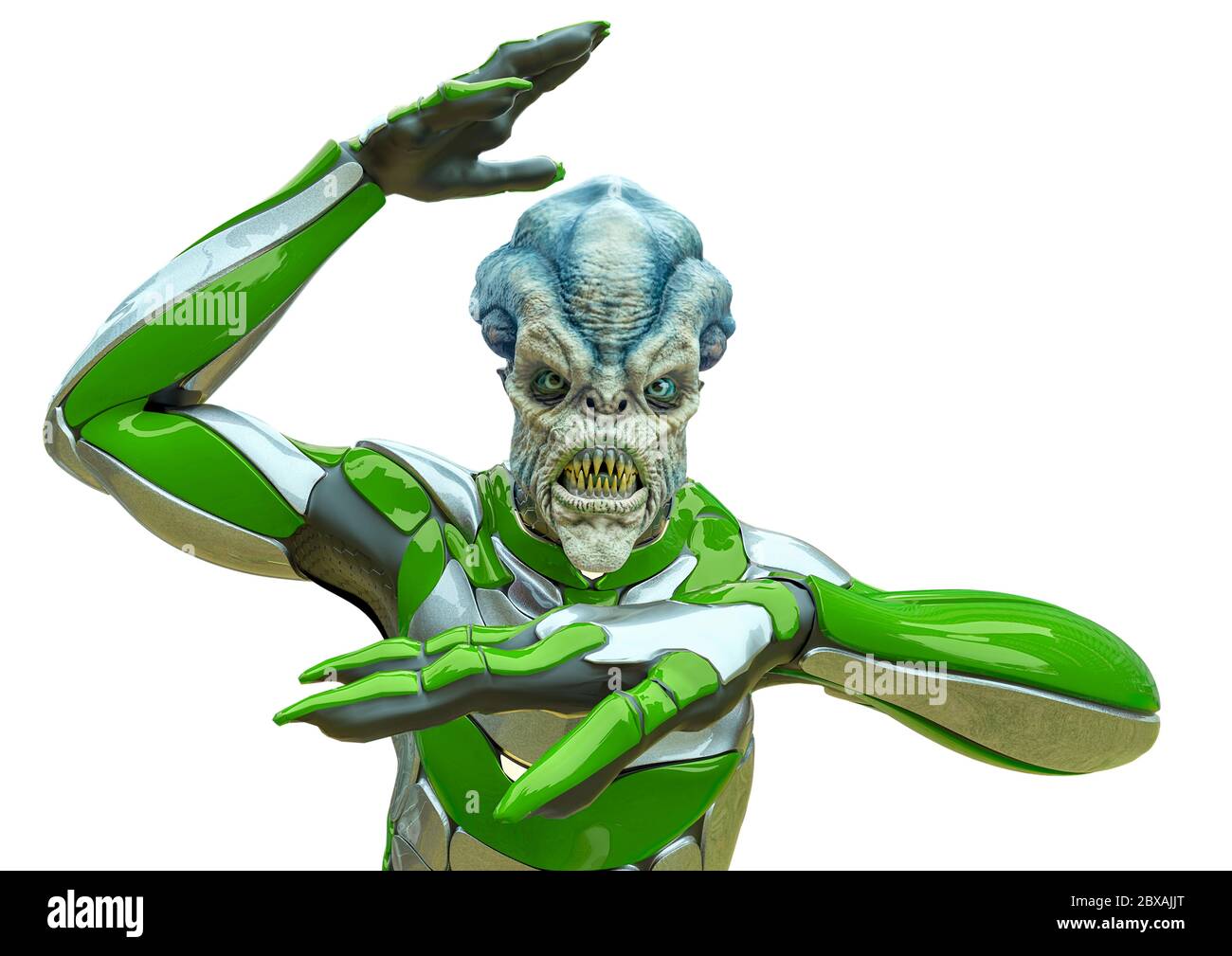 alien warrior explaining, 3d illustration Stock Photo - Alamy