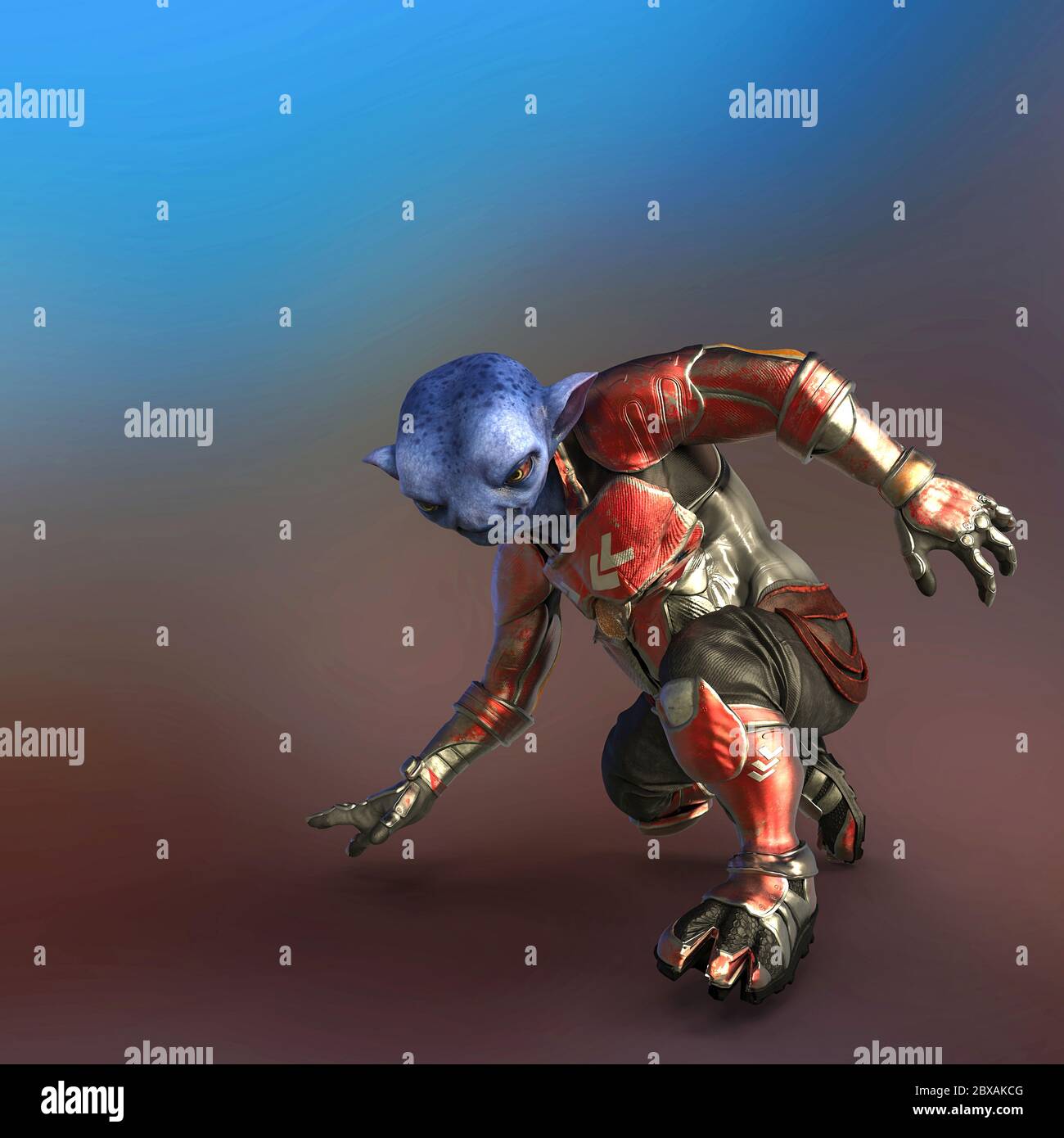 blue alien exploring around, 3d illustration Stock Photo - Alamy