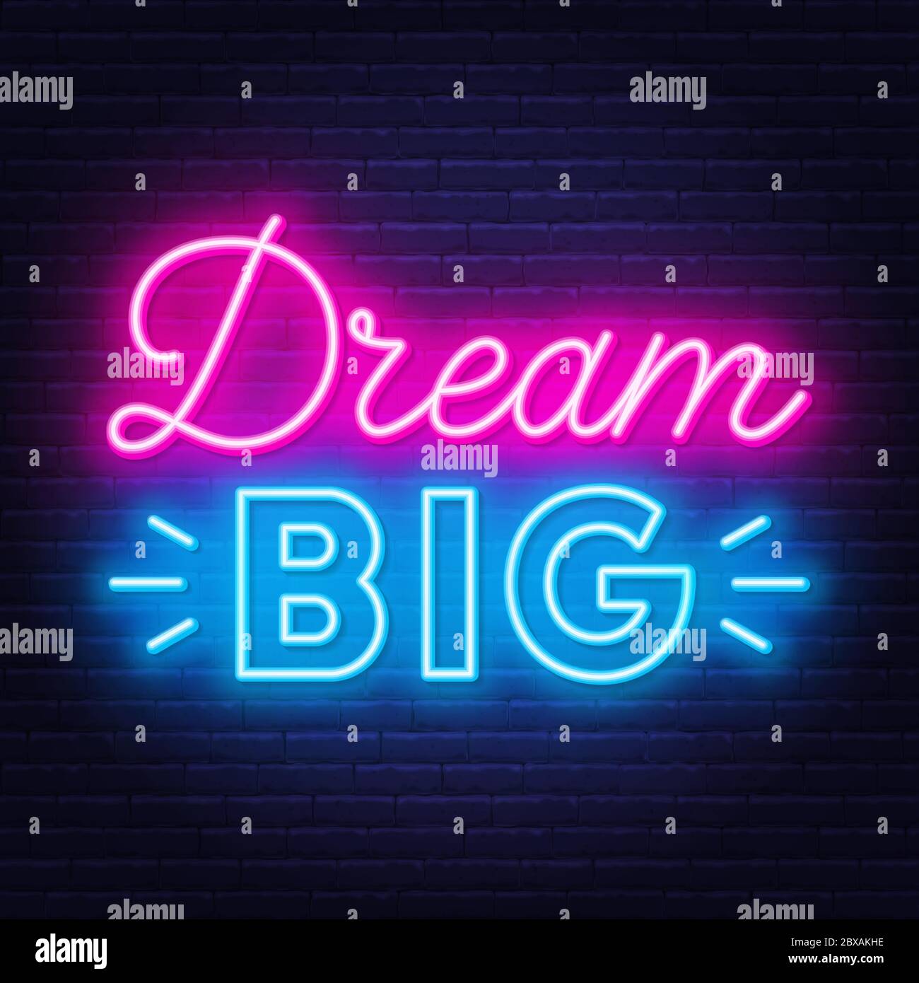 Neon lettering dream big on dark background Stock Vector Image & Art ...